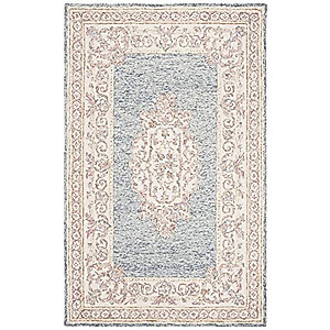 Safavieh Aubusson Collection 5' x 8' Blue/Pink AUB101M Handmade Traditional Premium Wool Area Rug