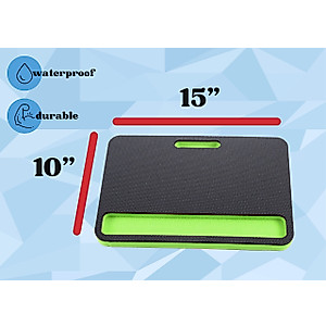 Polar Whale 2 Portable Knee Cushions Green and Black with Tool Pocket for Home Garden Work Automotive Workshop More Durable Thick Comfortable High Density Waterproof Foam 15 x 10 Inches Kneeling Pad