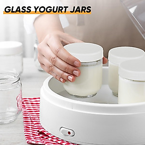 Baderke 16 pcs Clear Glass Jars with Plastic Lids for Yogurt Maker Reusable Glass Mason Jars Glass Canning Yogurt Container Yogurt Jars for Greek Yogurt Machine Jam Spices Herbs Food storage (6 oz)