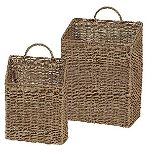 Household Essentials ML-5613 Seagrass Wall Basket Set, Brown, 2 Piece