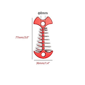 Alnicov 10Pcs Deck Plank Board Tent Stakes,Fishbone Deck Anchor Pegs with Spring Buckle for Outdoor Camping Hiking,Red