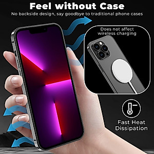 [3 IN 1] Aluminum Metal Bumper Case for iPhone 13 Pro Max, with 1 Pack iPhone 13 Pro Max Screen Protector & Camera Lens Protector, Drop Protection, Shockproof, Compatible with MagSafe, Graphite