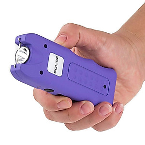 POLICE 628 Stun Gun with LED Flashlight and Siren Alarm, Purple