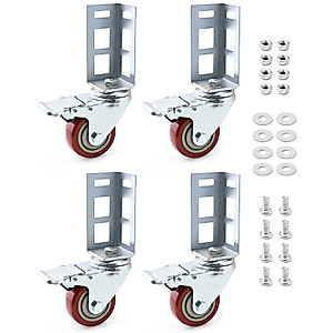 QWORK Storage Rack Caster Wheels, 4 Pack 3" Heavy Duty 500 lb. Max Total Capacity Storage Shelf Accessories, Fit for Boltless Self Locking Shelving Racks