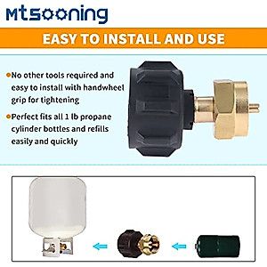 Mtsooning Propane Refill Adapter, QCC1 Gas Bottle Regulator Connector for 1Lb Propane Tank Throwaway Disposable BBQ Gas Grill, Cylinder, RV Camper, Heater