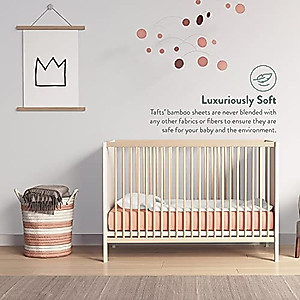 TAFTS Bamboo Crib Sheet Fitted, Girls Boys & Unisex 100% Organic Bamboo Crib Sheet for Standard Crib and Toddler Mattress, Luxuriously Soft, Cool, 360 Elasticized, (28" x 52" Blush)