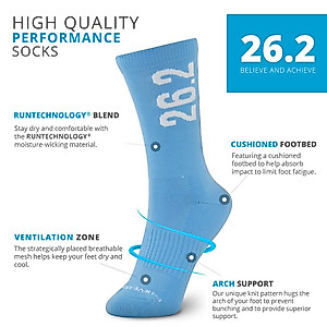 Gone For a Run Inspirational Athletic Running Socks | Mid-Calf | Marathon | Carolina Blue