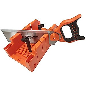 ACEgoes 12" Miter Box with Saw Included, Reinforced Steel Back Saw for Accurate Cutting, Preset 90 Degree 45 Degree 22.5 Degree and 0 Degree Cuts, 4-1/2in x 3in (width x Height) Cutting Capacity