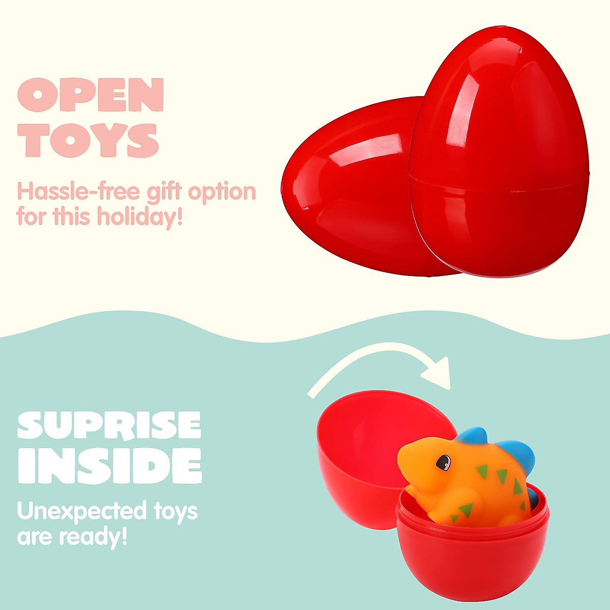 JOYIN 6 Pcs Pre-Filled Easter Eggs with Light-up Floating Dinosaur Bath Toys for Kids Toddlers Easter Eggs Hunt, Basket Stuffers/Fillers, Party Favor, Classroom Prize Supplies