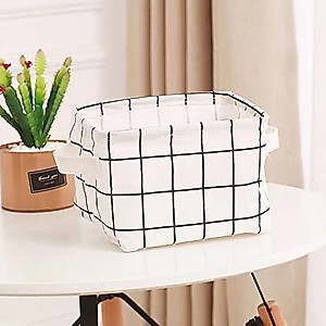 Abgream Foldable Storage Basket - Set of 6 Small Collapsible Canvas Containers Organizers with Handle for Home Decor or Storing Toys, Keys, Sundries, Little Crafts. (Style C)
