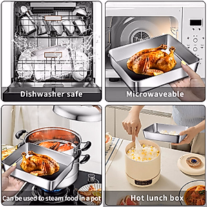 GIUOIDUO stainless steelFood Storage Containers setsstorage box with lidfreezer FrozenKitchen tray with lidOven plateSide dish plate Freezer & Dishwasher Safe