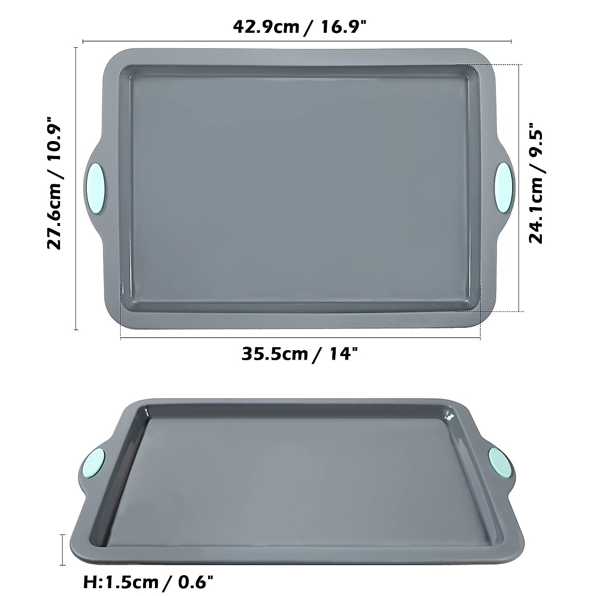 Webake Silicone Sheet Cake Pan, 14 Inch Silicone Sheet Pans 2 Pack Cookie Sheet Jelly Roll Pan Rectangular Cooking Sheet Baking Trays for Oven
