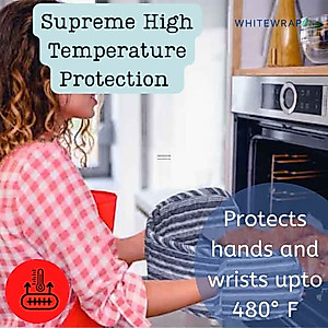 WHITEWRAP Quilted Double Oven Mitt |35”x7.5”| Heat Resistant Oven Gloves to Protect Hands and Arms| Cooking Gloves | BBQ, Cooking, Baking, Grilling, Microwave | Handling Hot Pots and Pans |2-Pack Blue