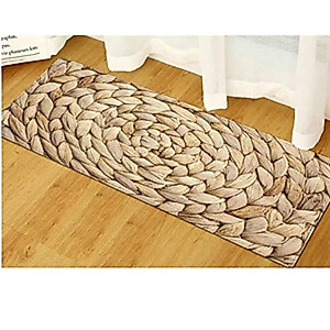 OPLJ Kitchen Mat Bedroom Entrance Doormat Wood Grain Home Hallway Floor Decoration Living Room Carpet Bathroom Anti-Slip Rug A6 60x180cm