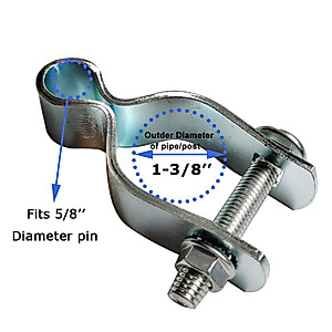 4 Pack 1-3/8inch Chain Link Fence Frame Gate Post Hinge/Galvanized Steel Zinc Plated Pipe Gate Hinge, Nut/Bolt Included