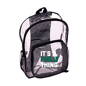 VOS It's Philly Thing - Philadelphia Clear Backpack, Heavy Duty & Transparent See Through Backpack, Perfect for Sporting Events, Concerts