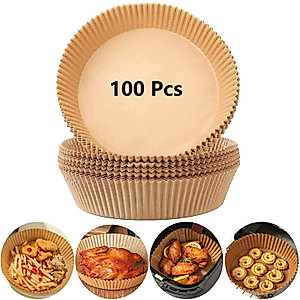 Air Fryer Liners Disposable 100pcs Air Fryer Parchment Paper 8 Inch (Fit 5-8 Qt) Non-Stick Oil Paper For Air Frying, Baking, Microwave Oven Baking