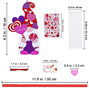 Winlyn 36 Sets Valentine's Day Gnome Ornaments Decorations DIY Valentine Gnome Craft Kits Assorted Gnome Shaped with Heart Valentine Stickers for Kids Valentine Classroom Activities Gift Exchange