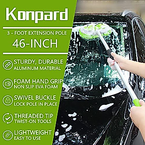 Konpard 6 in 1 Car Wash Brush Kits with 46" Aluminum Alloy Long Handle, Car Wash Mop, Windshield Cleaner, Microfiber Duster, Window Squeegee, Tire Wheel Brush, Cleaning Cloth and Storage Bag