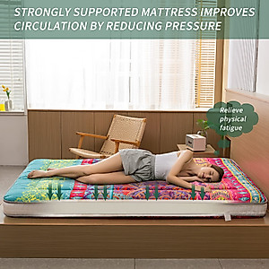 MAXYOYO Queen Futon Floor Mattress Shikibuton Mattress Sleeping Mats for Adults Japanese Mattress Roll Up Mattress Foldable Mattress for Floor, Bohemian B