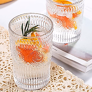 Kingrol 6 Pack 12 oz Romantic Water Glasses, Premium Drinking Glasses Tumblers, Vintage Glassware Set for Juice, Beverages, Beer, Cocktail