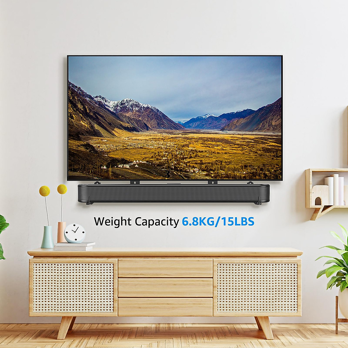 MOUNTUP Universal Soundbar Mount Mounting above or Under TV, Sound Bar Bracket With 31.5" Longer Bracket for Large TV VESA, 6.5" Holder Swivel to Fit Various Soundbar, Up to 15LBS, Saving Space MU9122