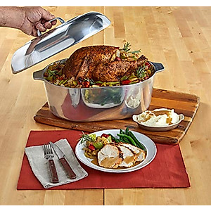 IMUSA USA Heavy Duty Cajun Oval Cast Aluminum Roaster 18", Silver