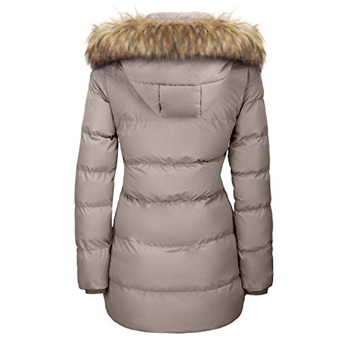 WenVen Women's Winter Thicken Jacket with Removable Faux Fur Trim Hood (Khaki,M)