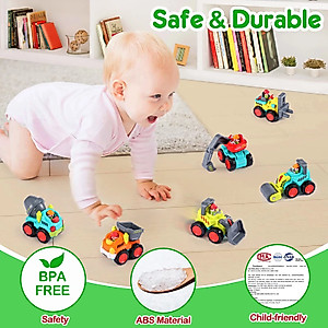 Baby Toy Cars for 1 Year Old Boy Girls Gifts, 6Pcs Mini Construction Truck Toys Push and Go Car for Toddler Age 1-3 Baby Toys 12 18 Months Educational Toys for 1 2 3 Year Old Boy Birthday Gifts