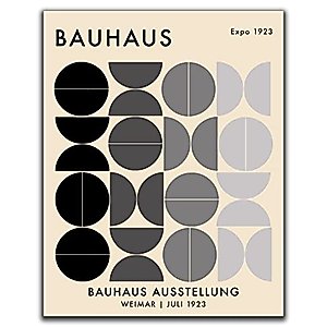 Bauhaus Mid Century Modern Wall Art - 11x14" UNFRAMED Print - Abstract, Minimal Wall Decor - Exhibition Poster Replication (Black)