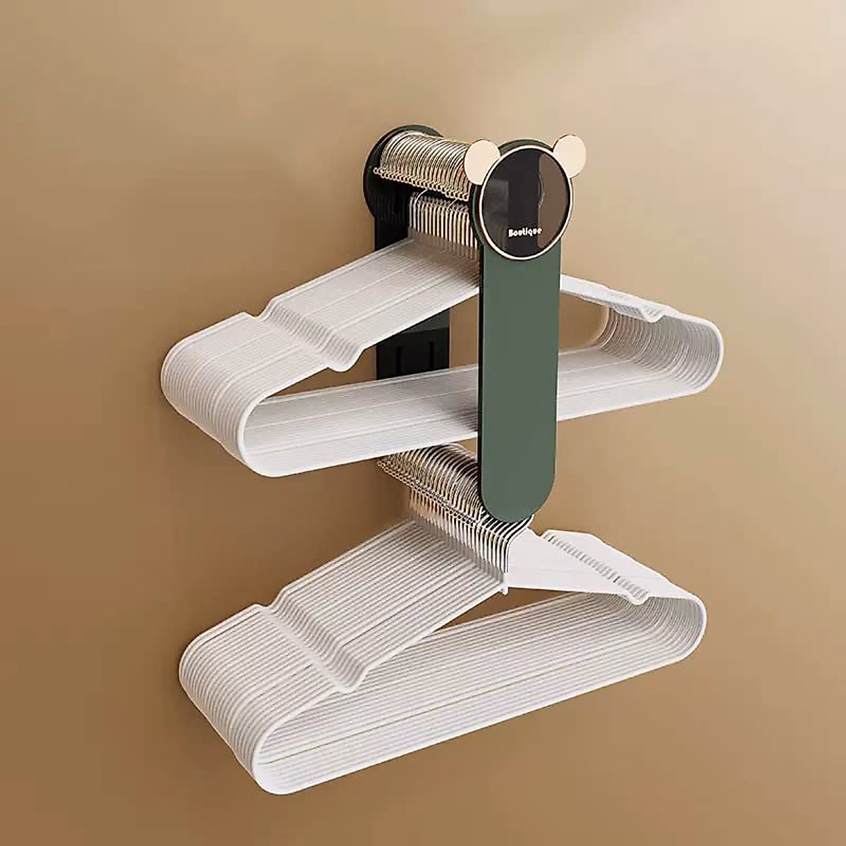 Wall Mounted Hanger Organizer, Expandable Clothes Hanger Storage Rack, No Drilling, Space Saving, Foldable Hanger Holder for Home, Closet, Laundry Room