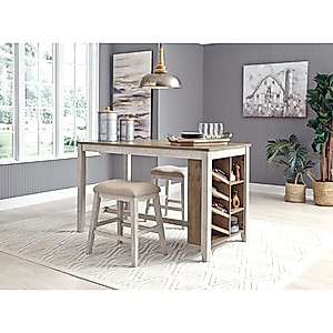 Signature Design by Ashley Skempton Modern 24" Counter Height Upholstered Barstool, 2 Count, Whitewash