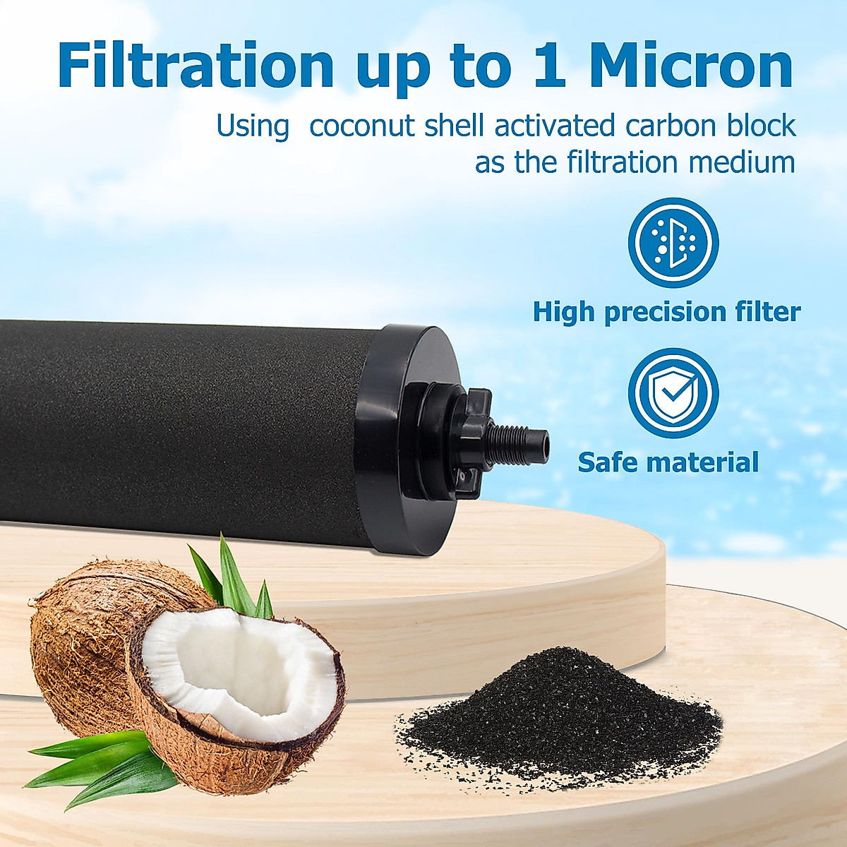 Larayci Water Filter Replacement for Berkey® BB9-2 Black Activated Carbon Filters, Compatible with Berkey® Gravity Water Filter System, Pack of 4