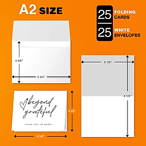 Beyond Grateful – Thank You So Very Much! Appreciation Cards and Envelopes – Weddings, Christmas, Holidays, Small Business, Baby Bridal Showers, Funerals, Graduation – 4.25" x 5.5" – 25 per Pack