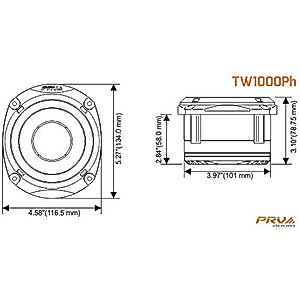 PRV AUDIO Bullet Tweeter TW1000Ph 200 Watts Program Power, Phenolic Diaphragm, 8 Ohm Super Tweeter, 100 Watts RMS, 1.83 in VC, 106dB Pro Audio High Frequency Driver (Single)