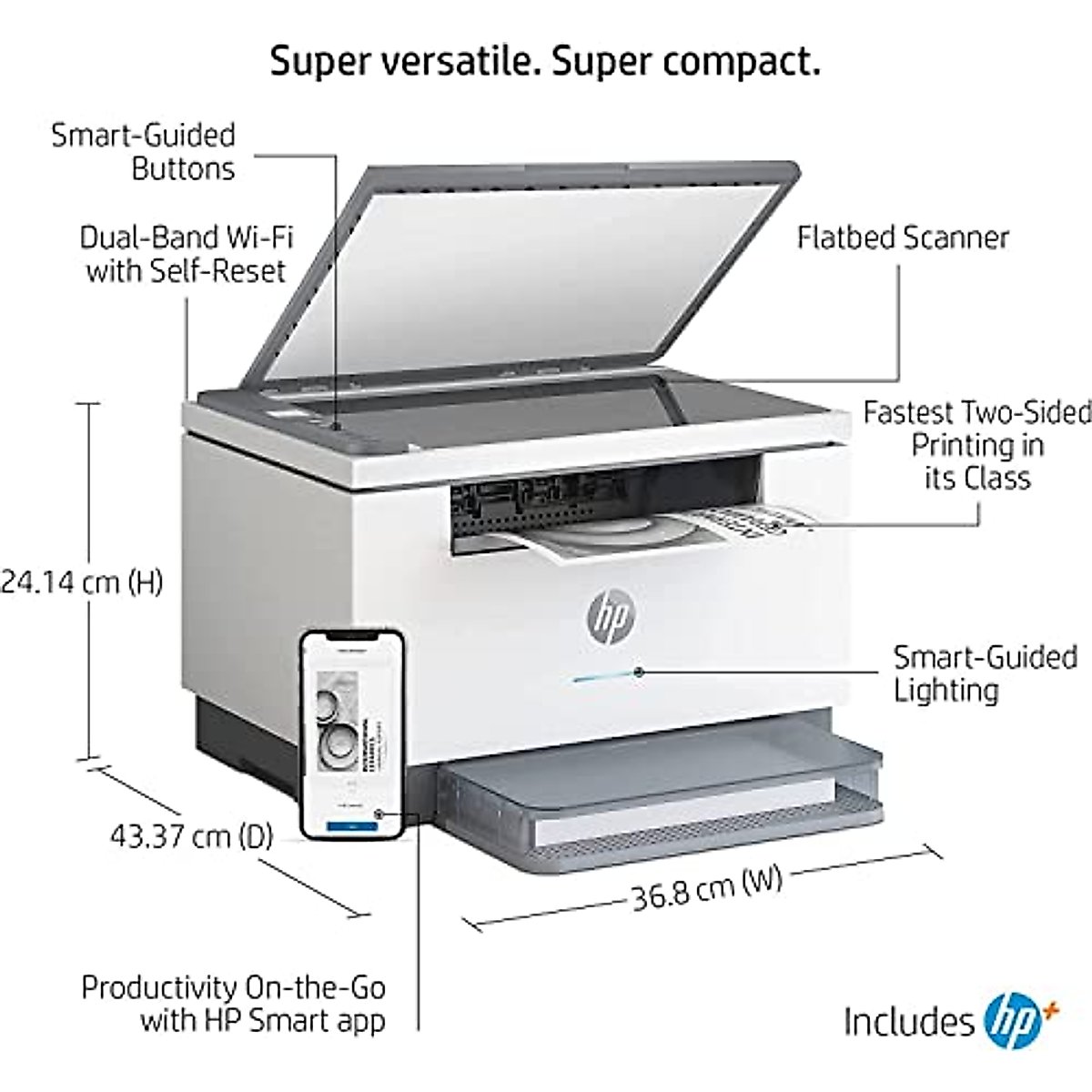 HP Laserjet MFP M234dwe All-in-One Wireless Monochrome Laser Printer, Print Scan Copy - 30 ppm, Up to 600 x 600 dpi, 8.5" x 14", Auto Duplex Printing, Bluetooth, Ethernet, Gray, Cbmou Printer_Cable