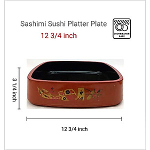JapanBargain 4076, Sashimi Sushi Serving Tray Plate Platter Dish Japanese Plastic Lacquered Sushi Oke Hangiri, 12.75 inch
