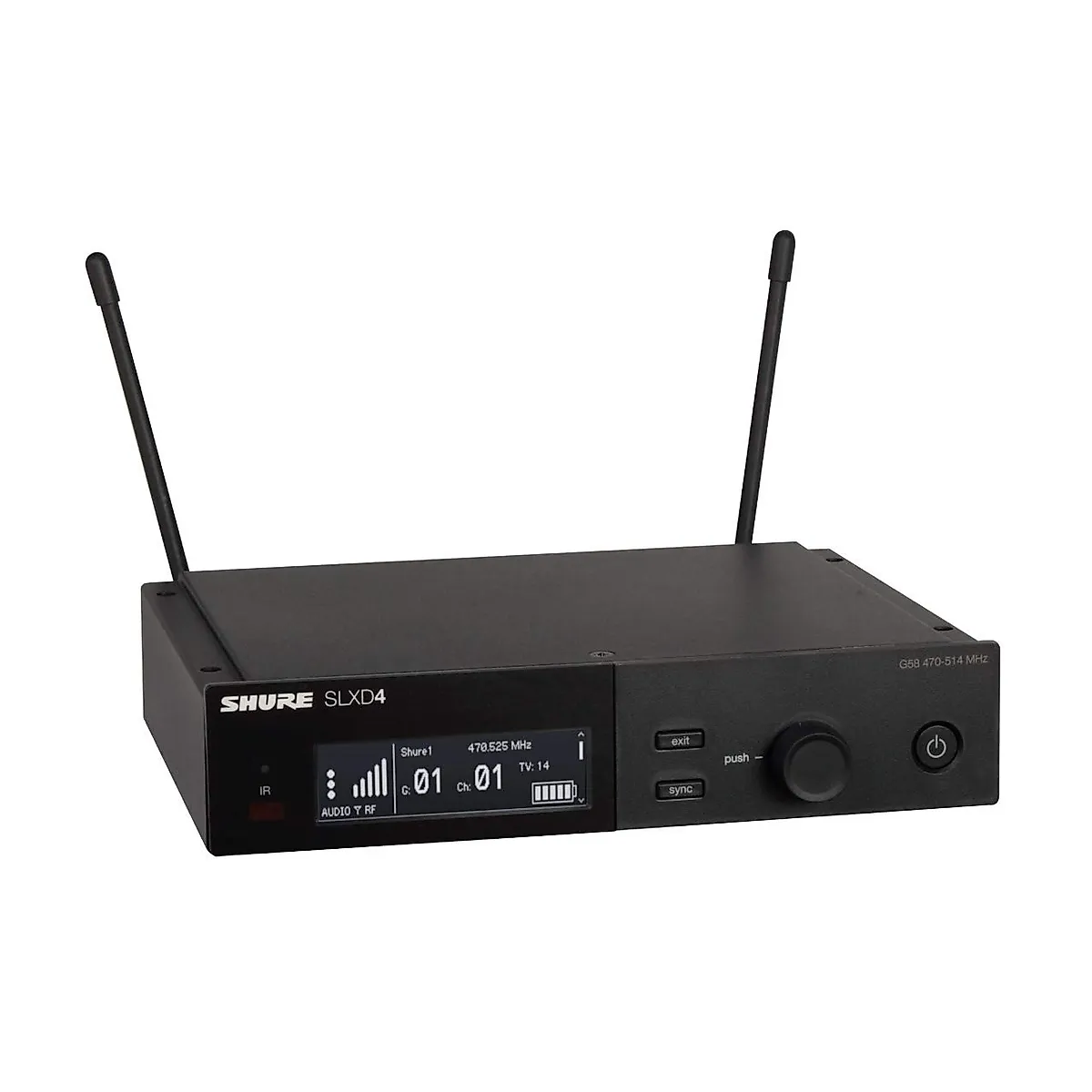 Shure SLXD4 Single Channel Receiver - for use with SLX-D Digital Wireless Microphone Systems, Transmitter Sold Separately | G58 Band (SLXD4=-G58)