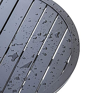 Nuu Garden 28'' Round Patio Table Metal Outdoor Dining Table for Balcony Bistro Porch Black