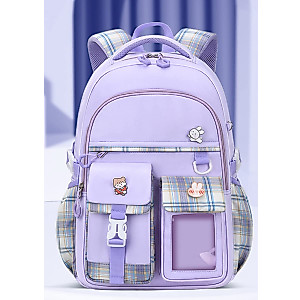 HUIHSVHA Kawaii Backpack, Cute Pink Large Capacity School Laptop Bag, Casual Travel Daypack Bookbag for Teens Girls Students
