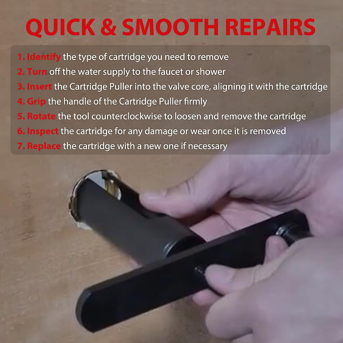 999150 Professional Cartridge Extractor Tool, Cartridge Removal Tool, Cartridge Puller Fit For Moen 1200 1222 & 1225 Posi Temp Series Cartridge 999150-6