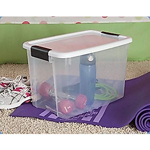 Sterilite 30 Quart Clear Plastic Stackable Storage Container Bin Box Tote with White Latching Lid Organizing Solution for Home & Classroom, 18 Pack