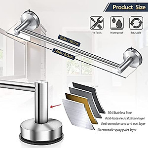 DGYB Suction Cup Towel Bar for Bathroom 17 Inch Set of 2 Brushed Nickel Towel Holder Stainless Steel Premium Kitchen Towel Rack Wall Mounted