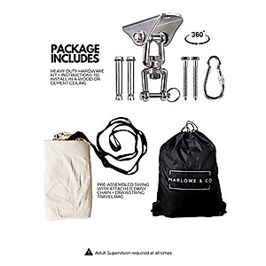 Marlowe & Co Indoor Sensory Therapy Swing for Children, Double Layer Cotton Swing, Hardware Included, Swing and Hammock Chair for Sensory Integration (Oat)