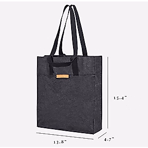 Out of the Woods City Tote – Vegan Tote Bag with dual Short and Long Handles – Supernatural Paper Reusable Shopper – Strong Washable Medium-Large Collapsible Bag, Ebony with Coordinating Black Handles