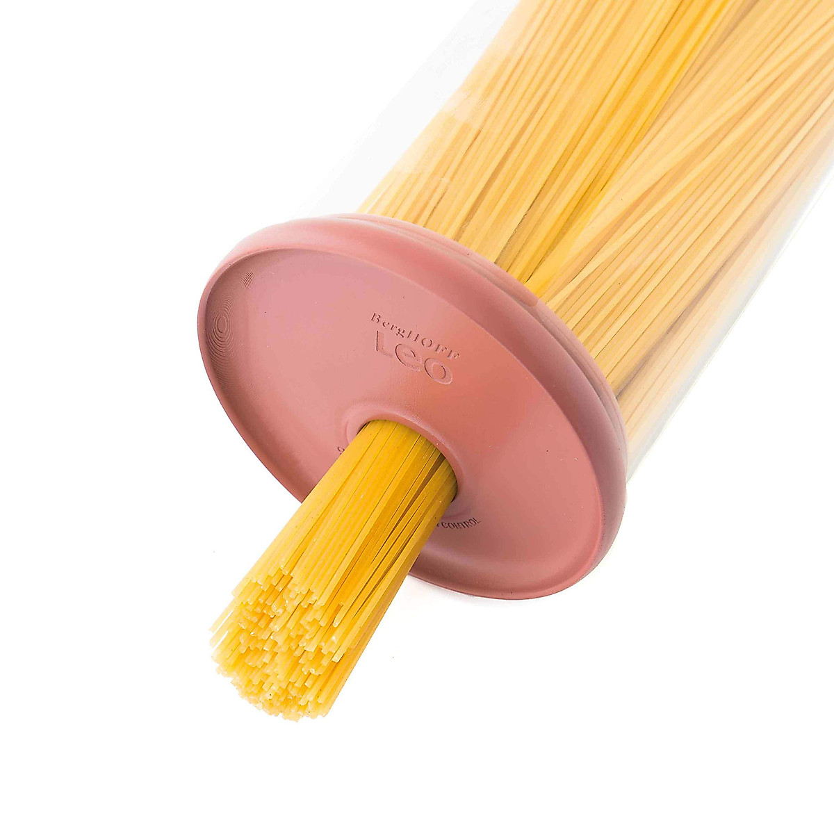BergHOFF LEO Glass Pasta Container 4"x 11.5" 2 qt. Pink Airtight Lids Scratch-resistant Leakproof Leftover Storage