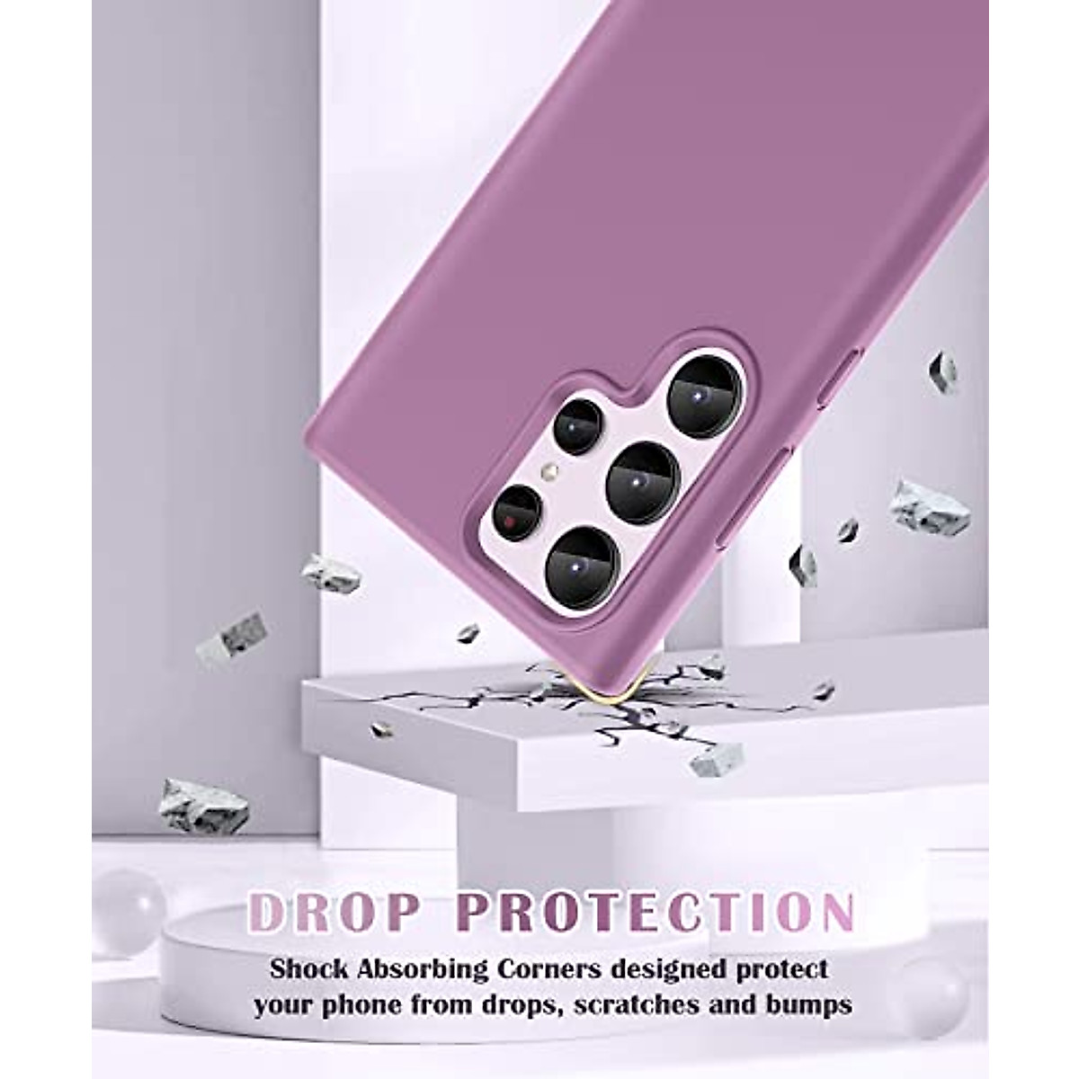 BANLEA for Samsung Galaxy S23 Ultra Case with Camera Lens Protector, Liquid Silicone Protective Shockproof Hard Phone Case, [Anti-Scratch] Soft Microfiber Lining for 5G 6.8 Inch 2023 - Purple