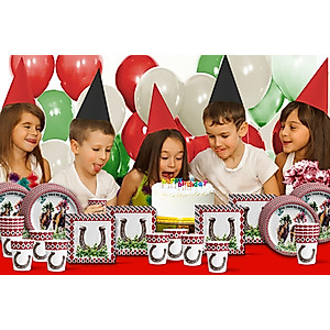 Derby Day Birthday Party Supplies - Kentucky Horse Racing Plates - Horse Bridal Shower - Tableware Set Includes Plates Napkins Cups - Kit for 16