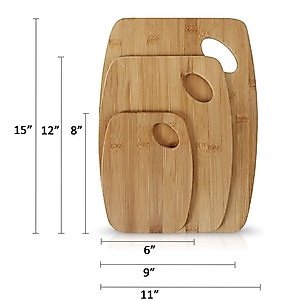 (Set of 12) 12"x9" Round Edge Bulk Plain Bamboo Cutting Board | For Customized Engraving Gifts | Wholesale Premium Bamboo Board (With Handle)