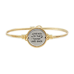 Luca + Danni Crystal I Love You to The Moon and Back Bangle Bracelet For Women - Silver Tone Regular Size Made in USA